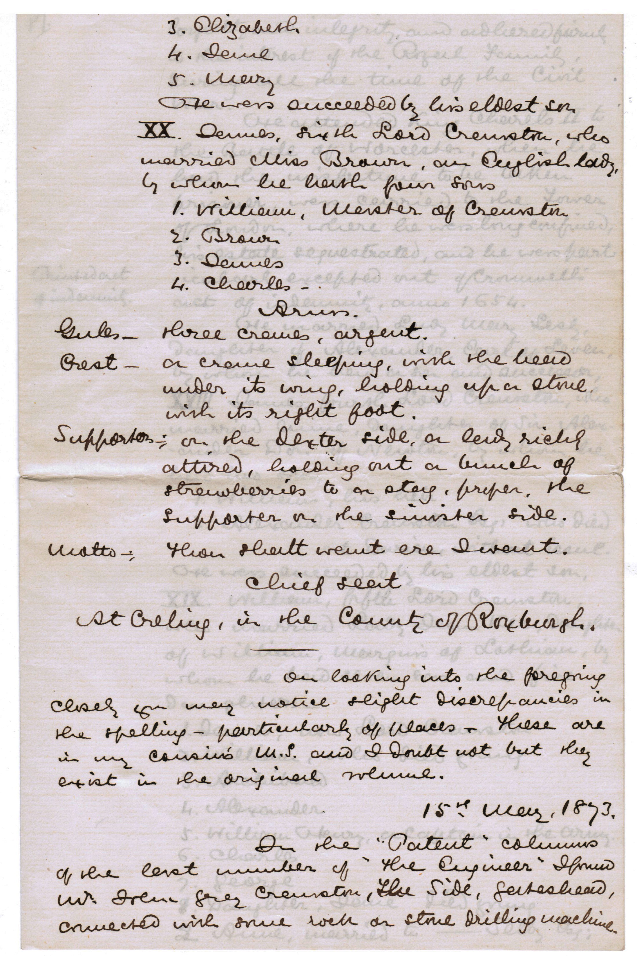 Lengthly Letter from George Cranston (Edinburgh) to Josephine Park ...